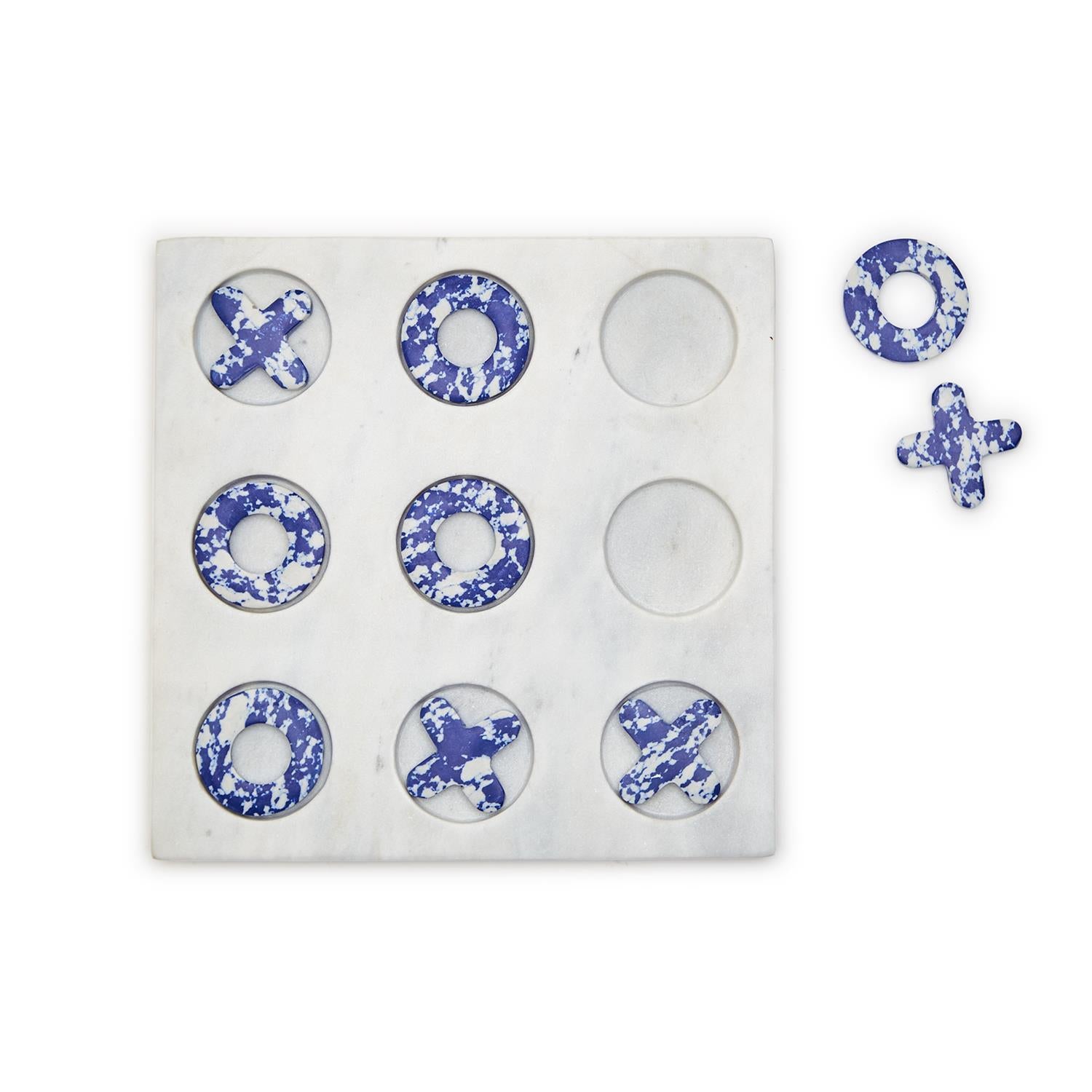 Blue & White Marble Tic Tac Toe – Anchor & Sail